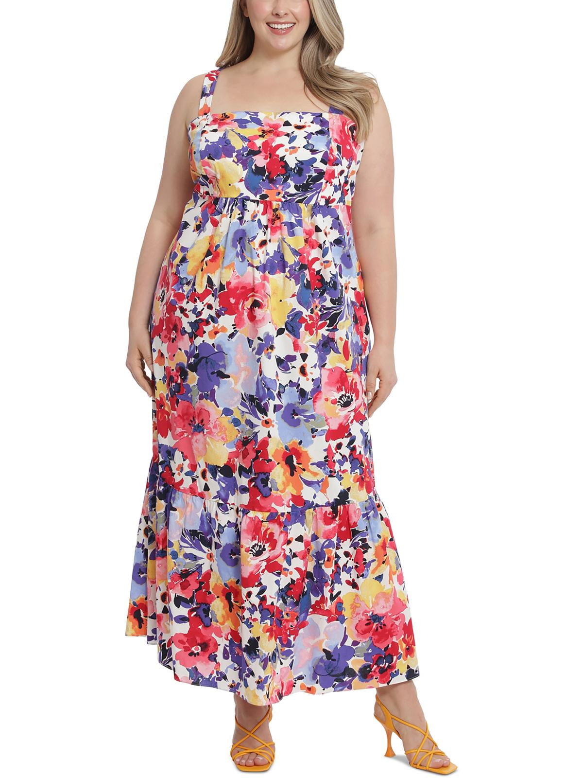 London Times Womens Plus Long Smocked Maxi Dress - Walmart.com
