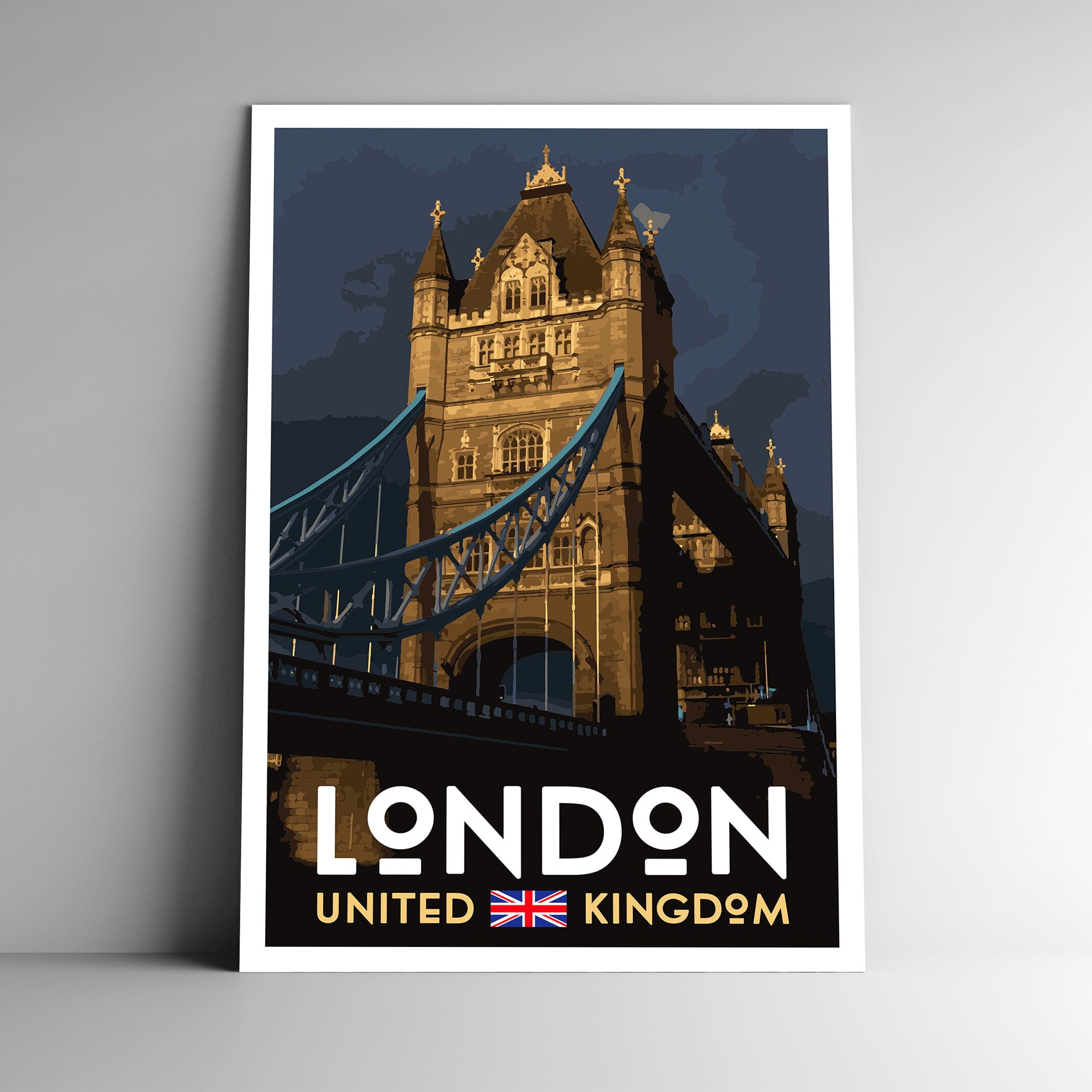 London Tower Bridge Vintage Travel Poster / Postcard WPA Style Retro ...