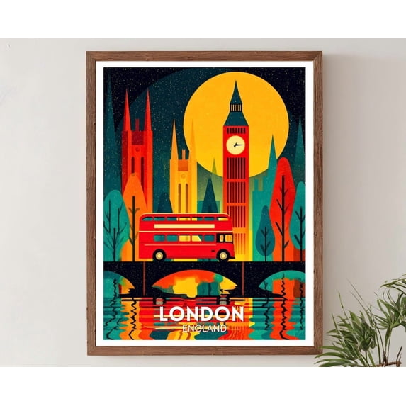 London Travel England Wall Art London City Big Ben & Double Decker Bus ...