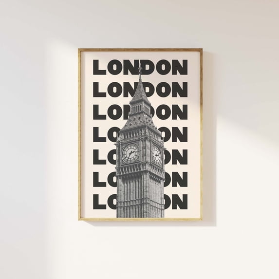 London Travel Poster Black And White England Big Ben Exhibition Cute ...