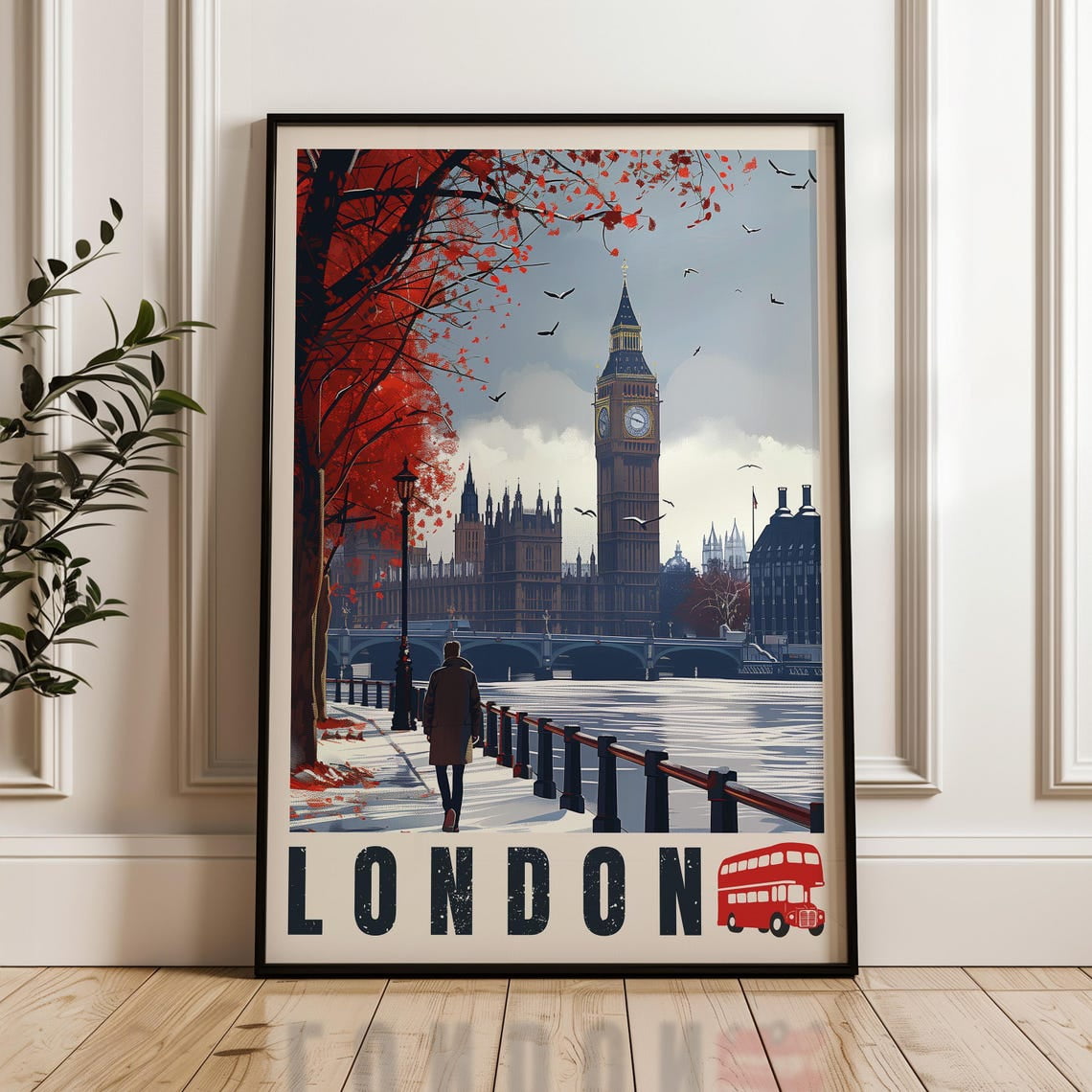London Travel Poster - England Wall Art Print, Illustration Poster, Big ...
