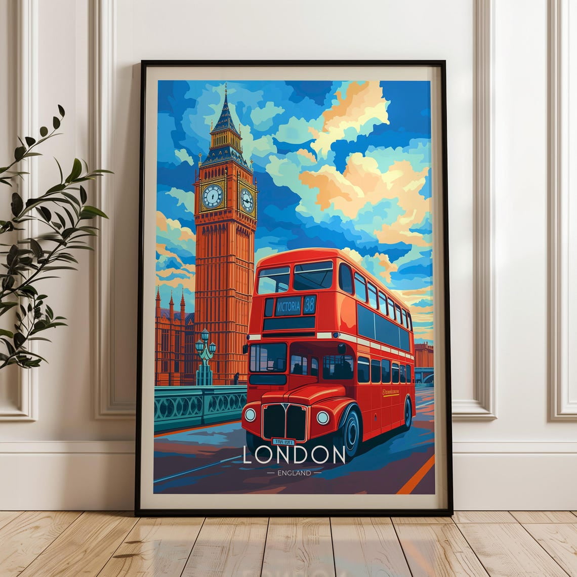 London Travel Poster - England Wall Art Print, Illustration Poster, Big ...