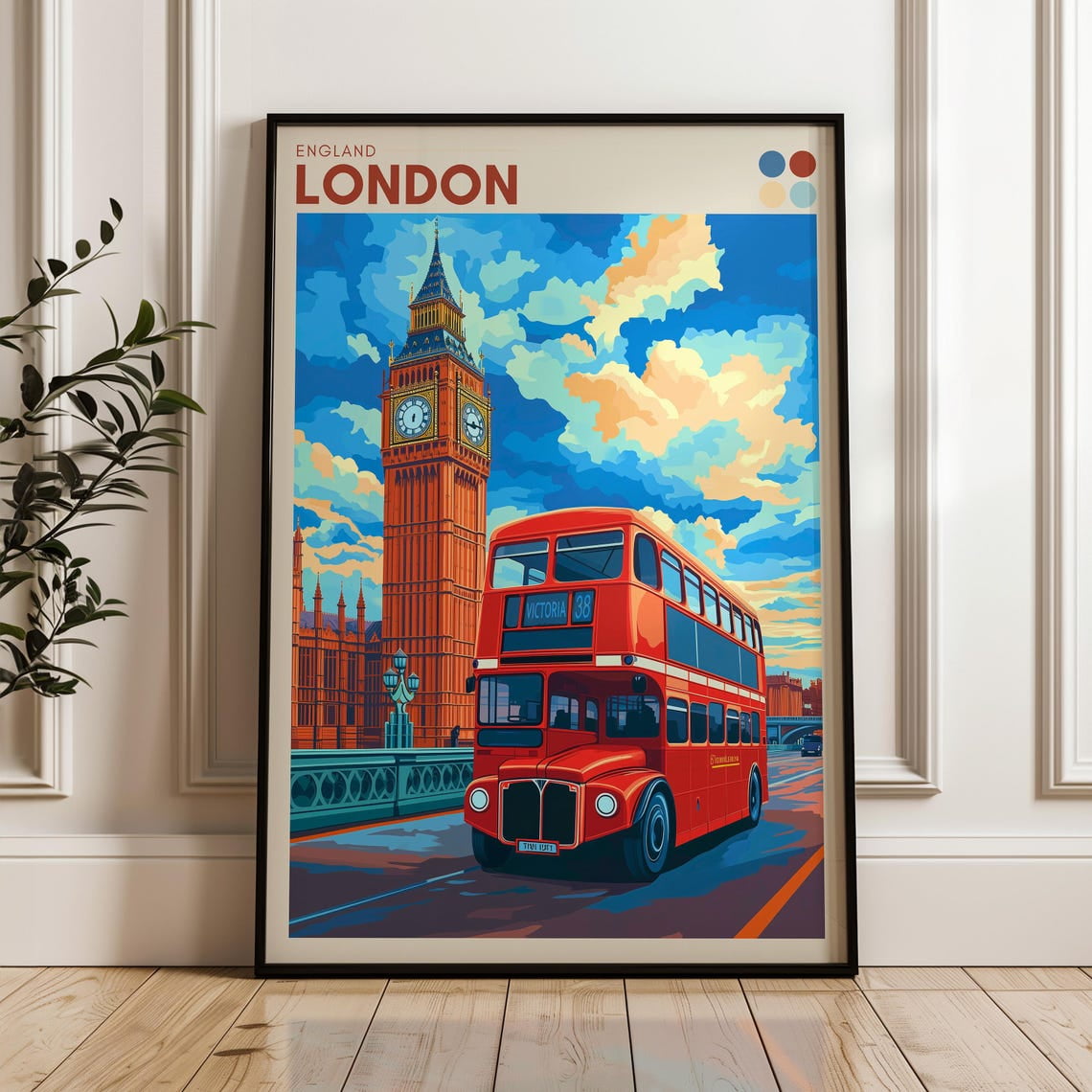London Travel Poster - England Wall Art Print, Illustration Poster, Big ...