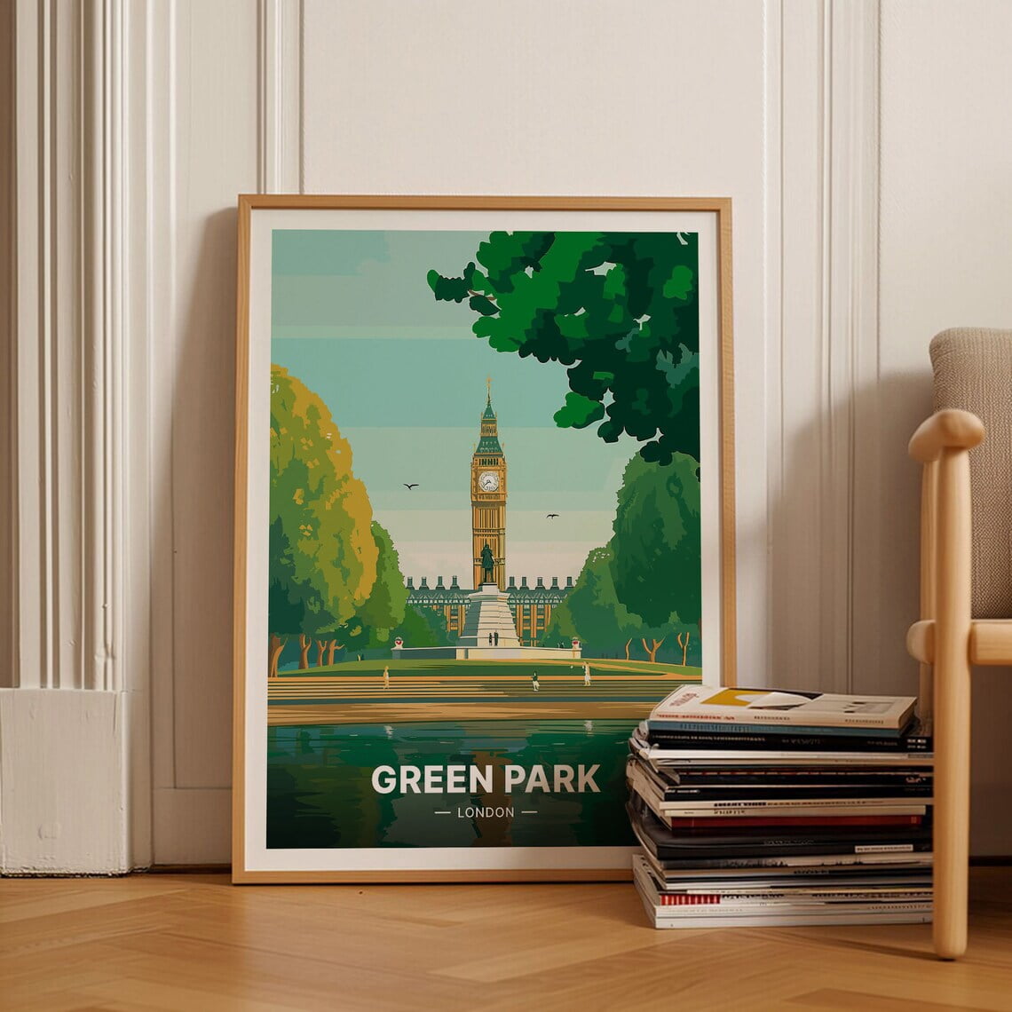 London Travel Poster - Green Park, Royal Parks, Buckingham Palace, Hyde ...