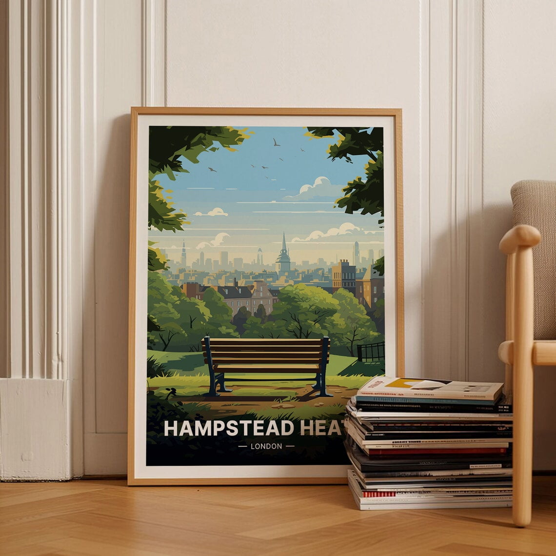 London Travel Poster: Hampstead Heath, Parliament Hill View, Iconic ...