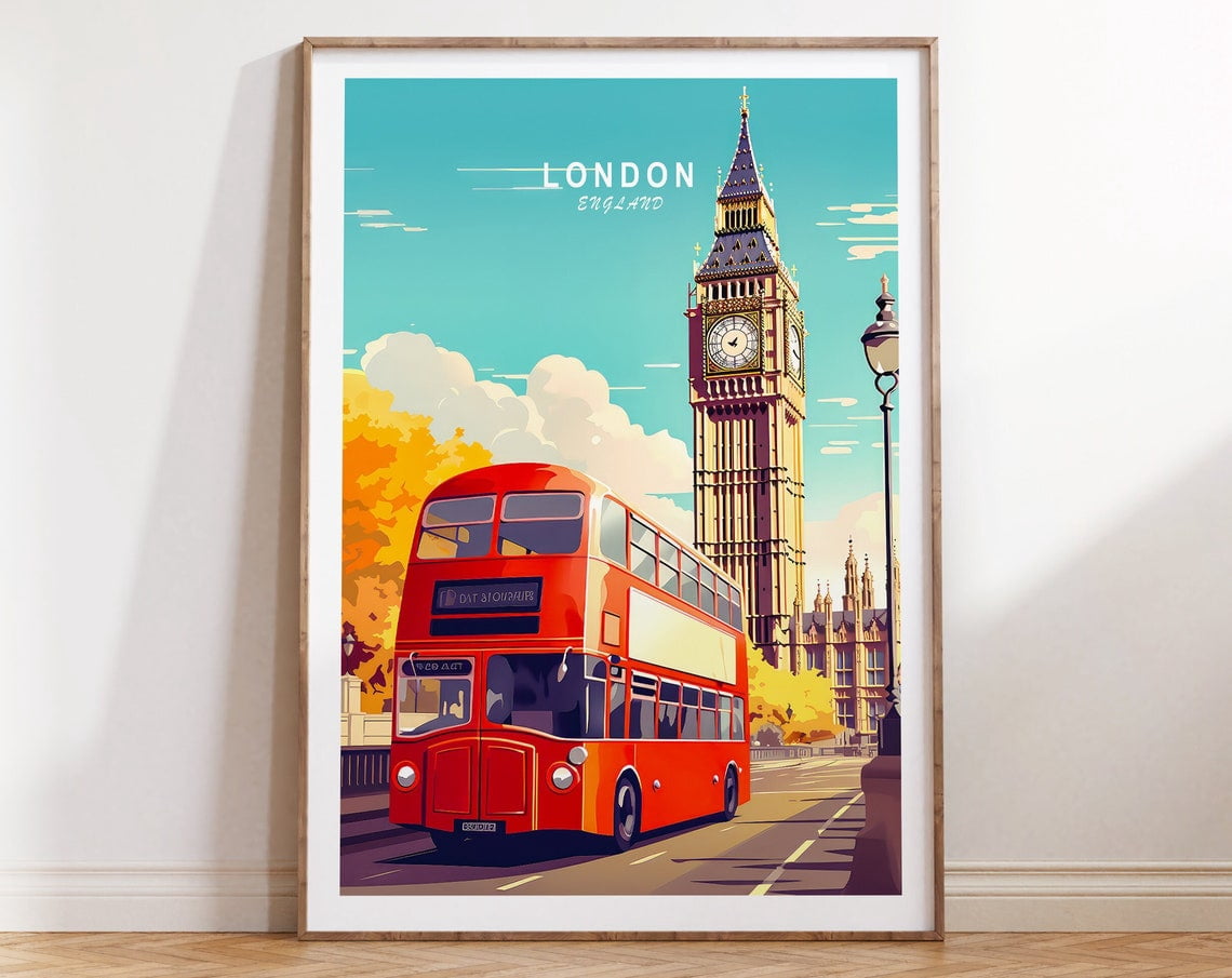 London Travel Poster, United Kingdom Wall Art, London Poster, Big Ben ...