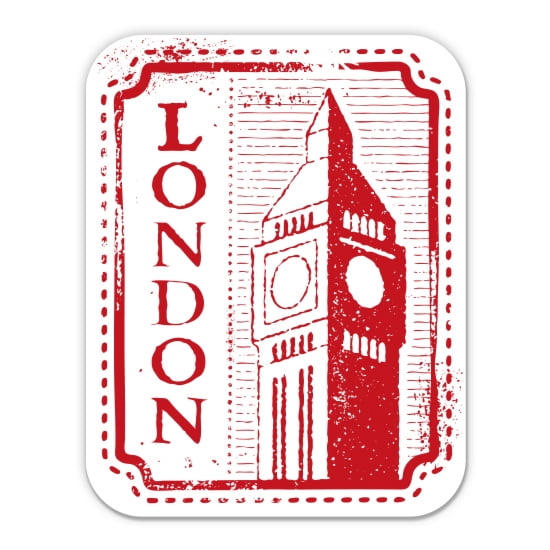 London Travel Stamp - 12" Vinyl Sticker Waterproof Decal - Walmart.com