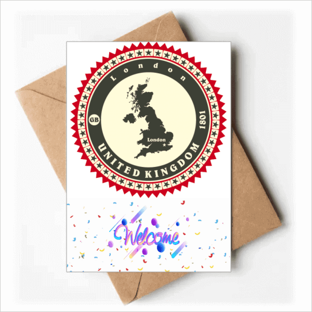 London UK United Kingdom Britain Country Map Welcome Back Greeting ...