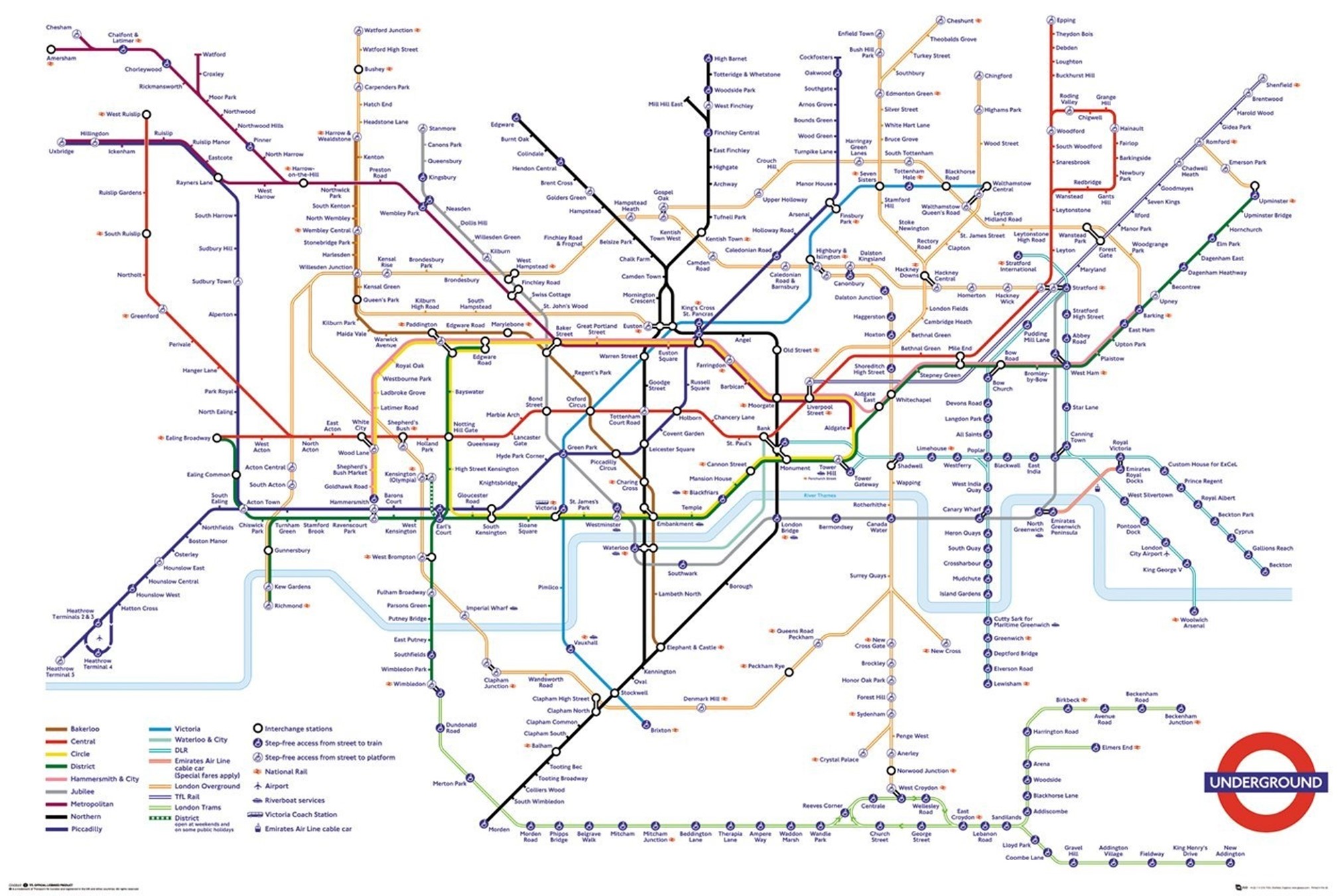 BUY ART FOR LESS Officially Licensed London Underground Transit Map 36 ...