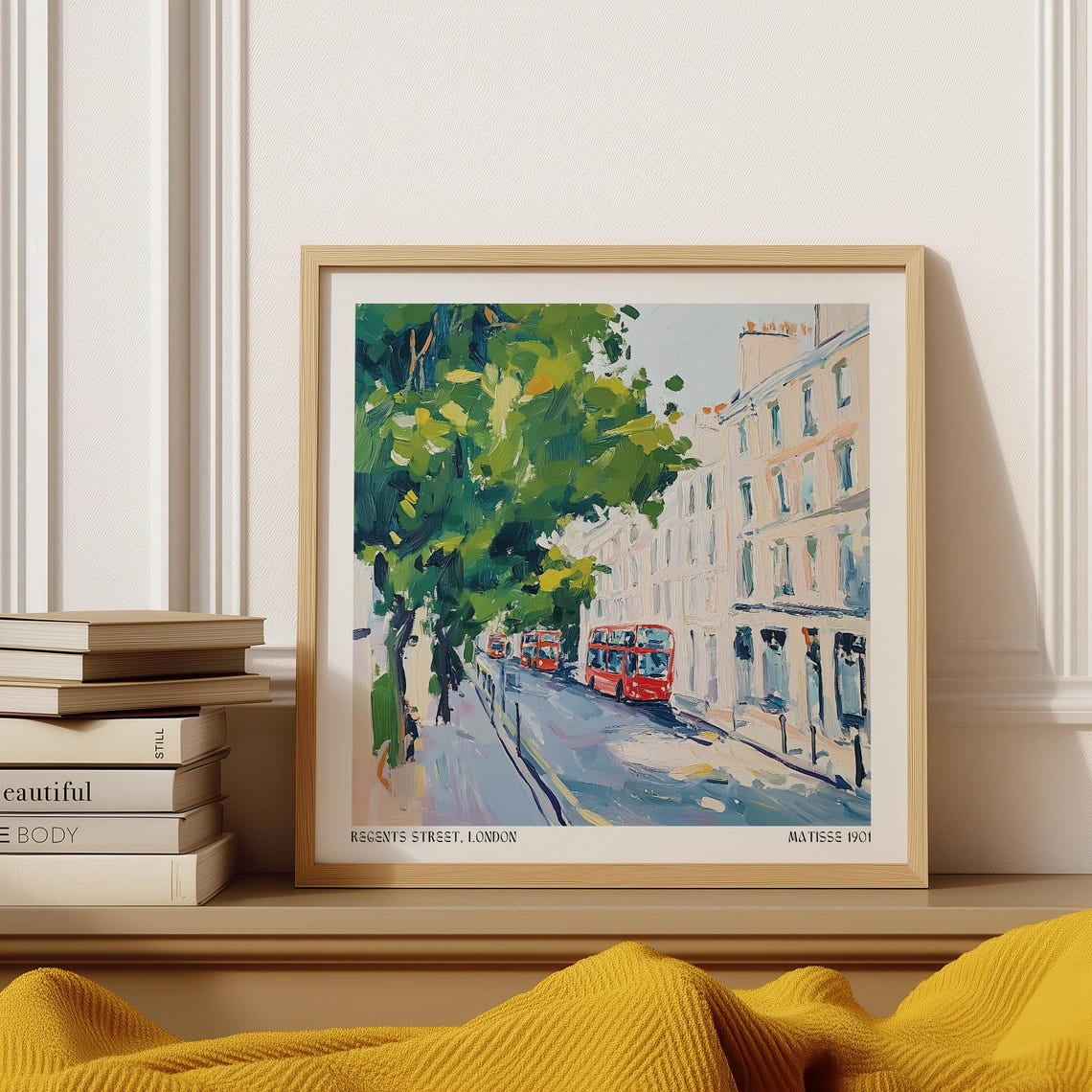 London Wall Art – Regent Street With Red Double-Decker Buses And Trees ...