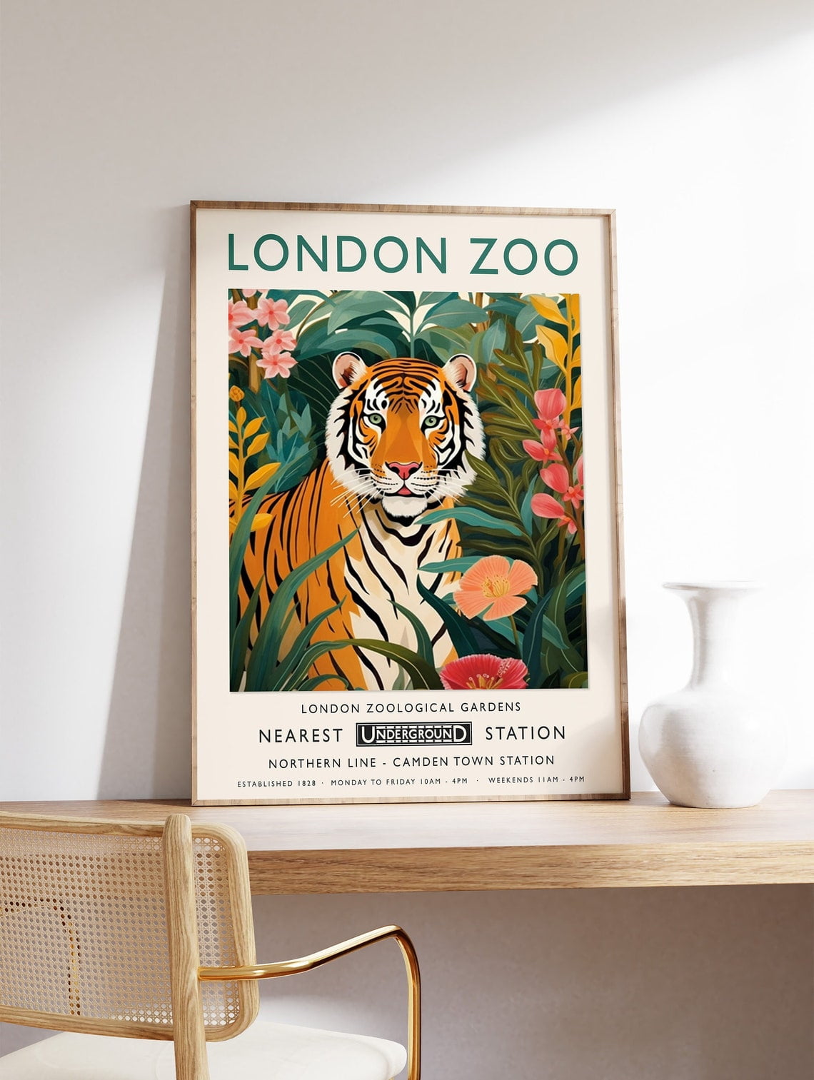 London Zoo Print, Tiger Print, Vintage Zoo Poster, Animal Art, Retro ...