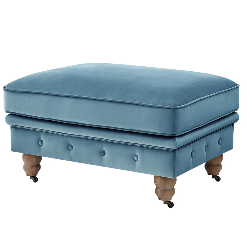 Londynn Cocktail Ottoman Teal Blue Velvet 36L x 25W x 20H Button Tufted ...