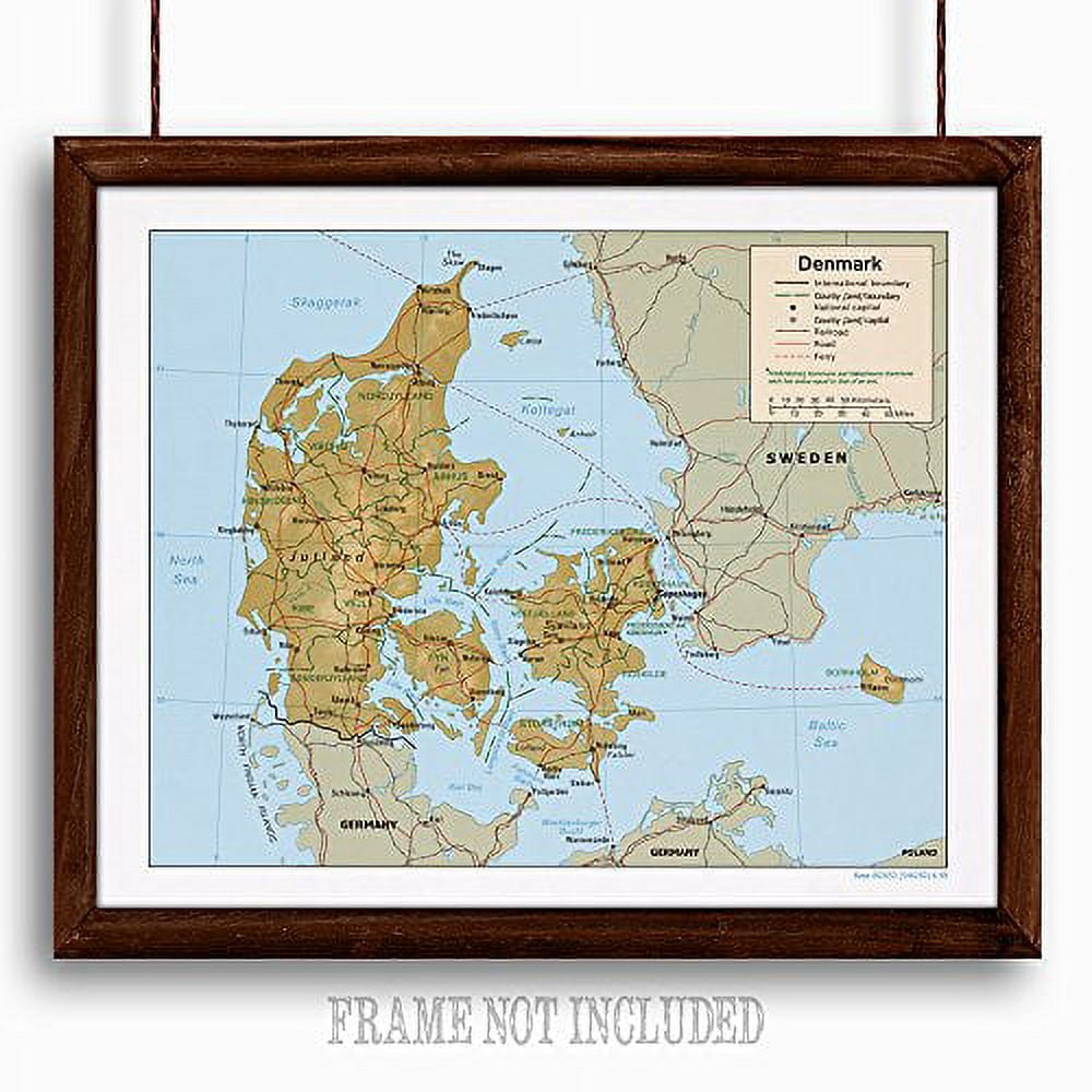 Lone Star Art Map of Denmark - 16x20 Unframed Wall Poster - Walmart.com