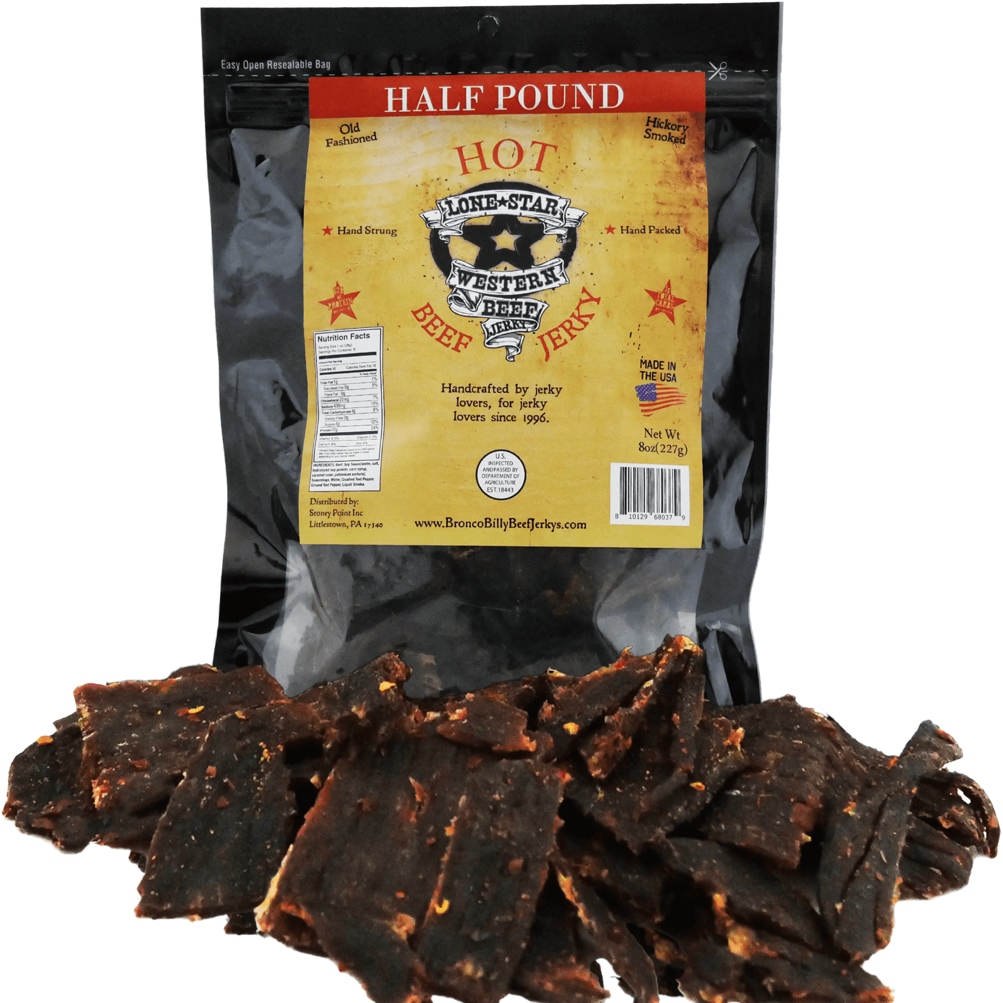 Lone Star Hot Beef Jerky - Half Pound Resealable Bag - Classic ...
