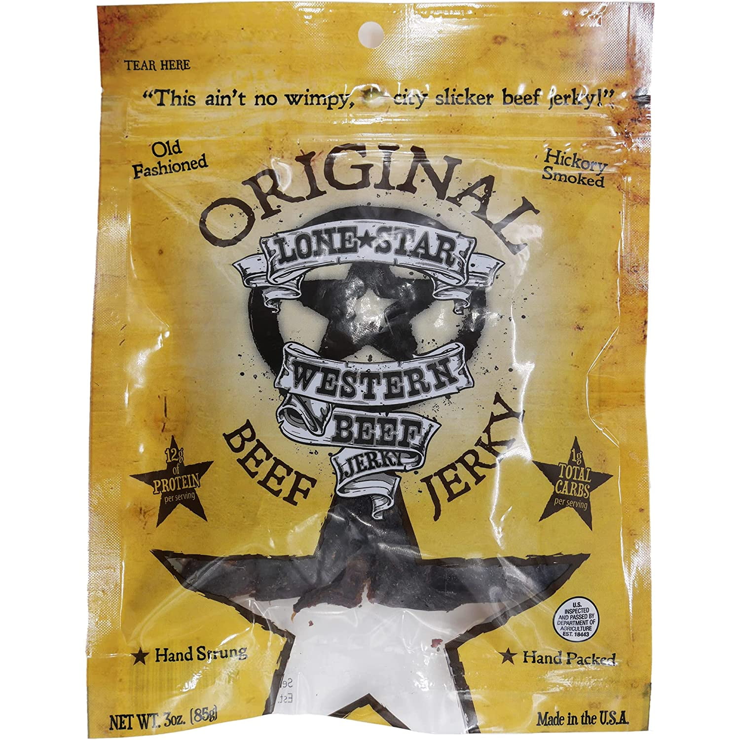 Lone Star Original Beef Jerky, 3 Ounce Resealable Bag, Handcrafted ...