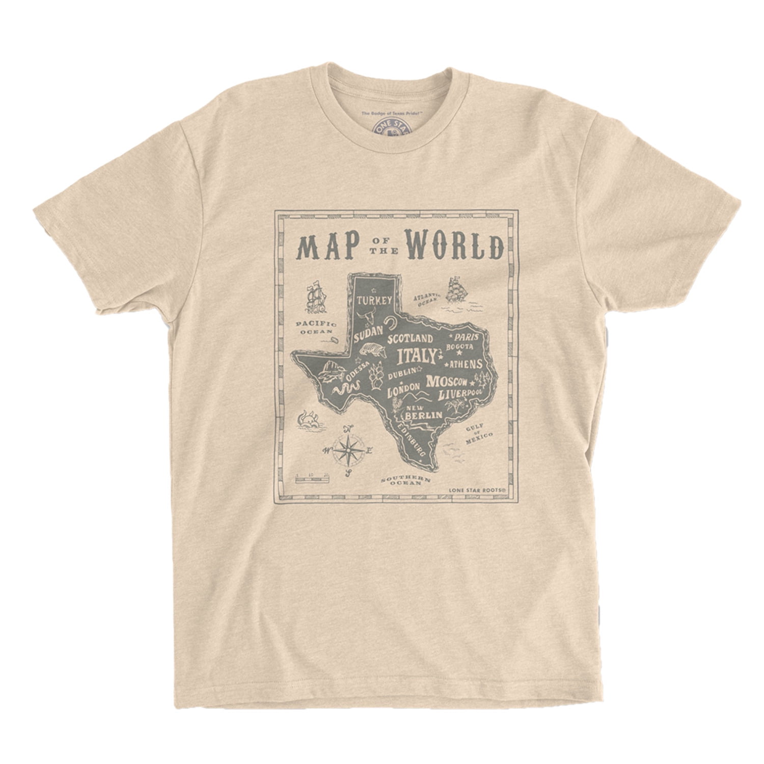 Lone Star Roots - Map of The World T-Shirt - Walmart.com