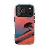 Lone Tree Hilltop Pastel Orange Sky Peaceful Art Phone Case 17 16 15 14 ...
