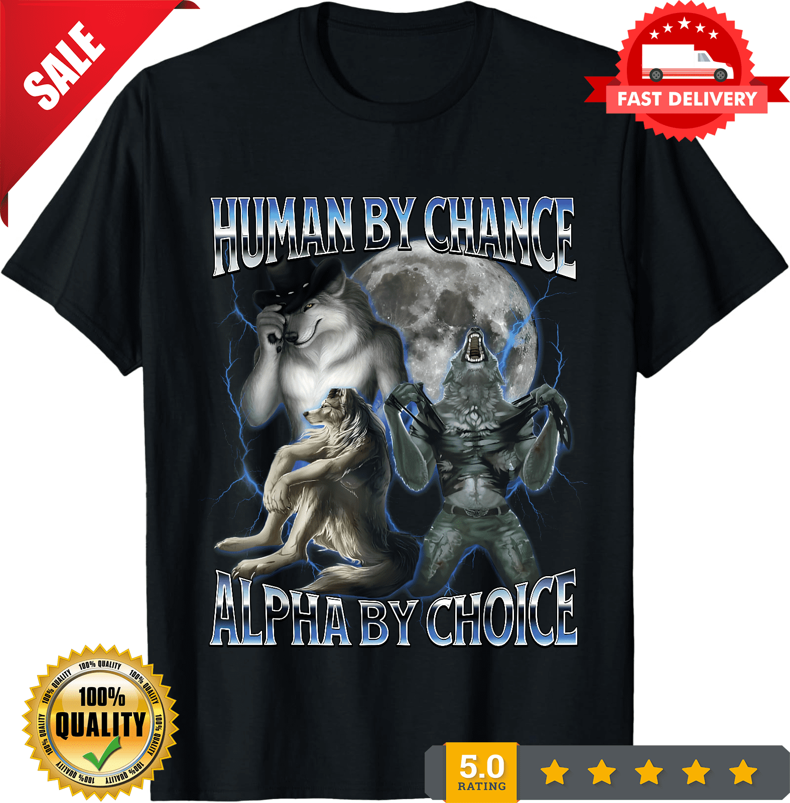 Lone Wolf Energy Shirt â€“ Human by Chance, Alpha by Choice Meme Tee ...