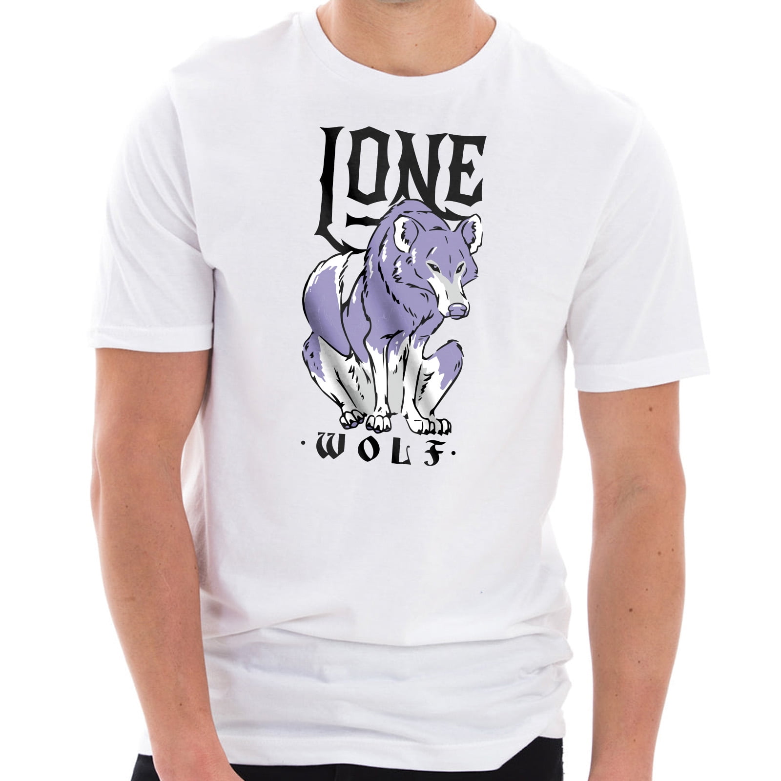 Lone Wolf Graphic Design Ring Spun Combed Cotton Short Sleeve Deluxe ...