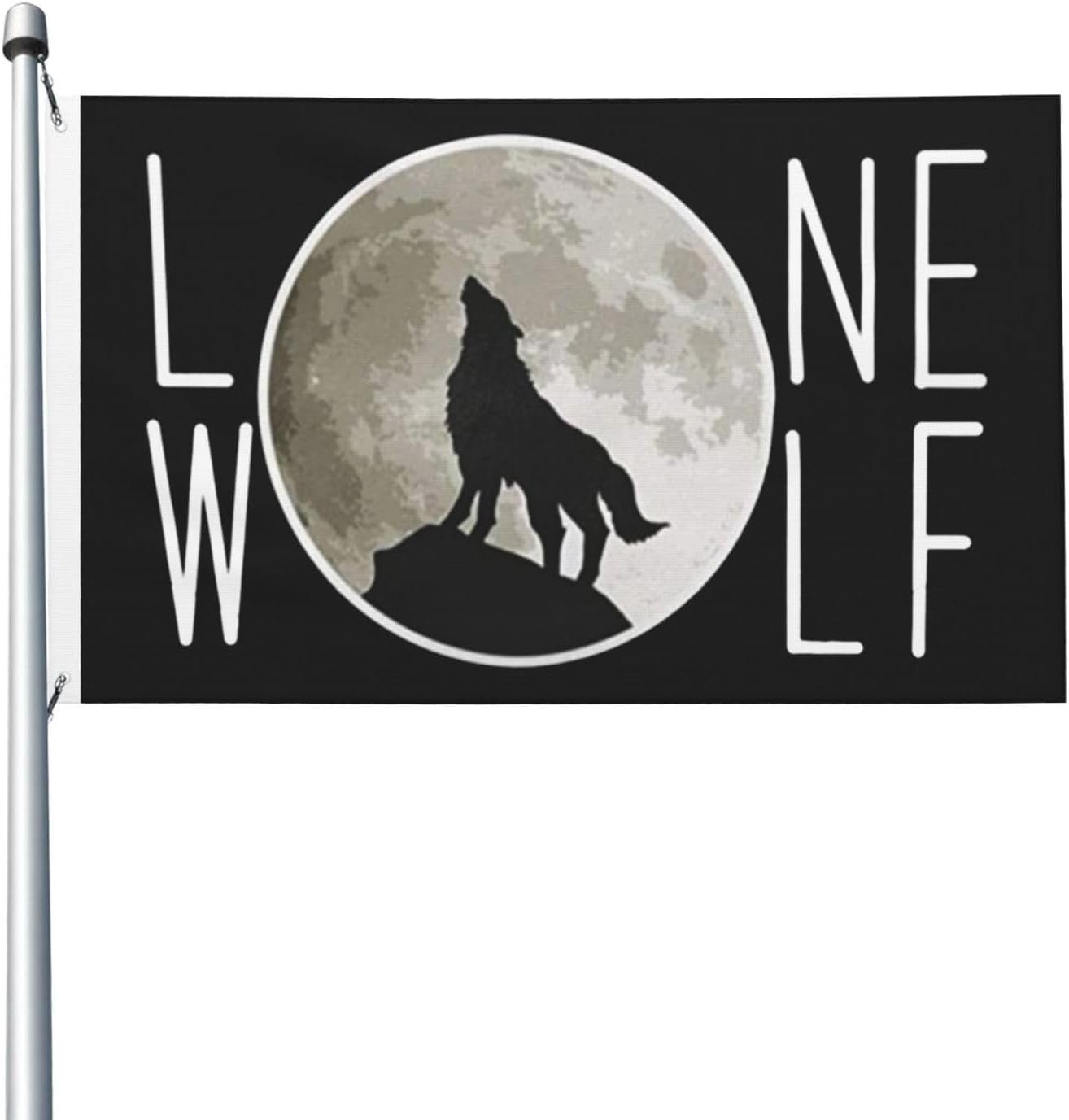 Lone Wolf Moon Flag 3x5 Ft Outdoor Decoration Banner Yard Flag With ...