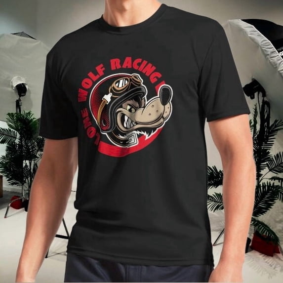 Lone Wolf Racing Cartoon Active T-Shirt Logo Men's T-Shirt Funny Size S ...