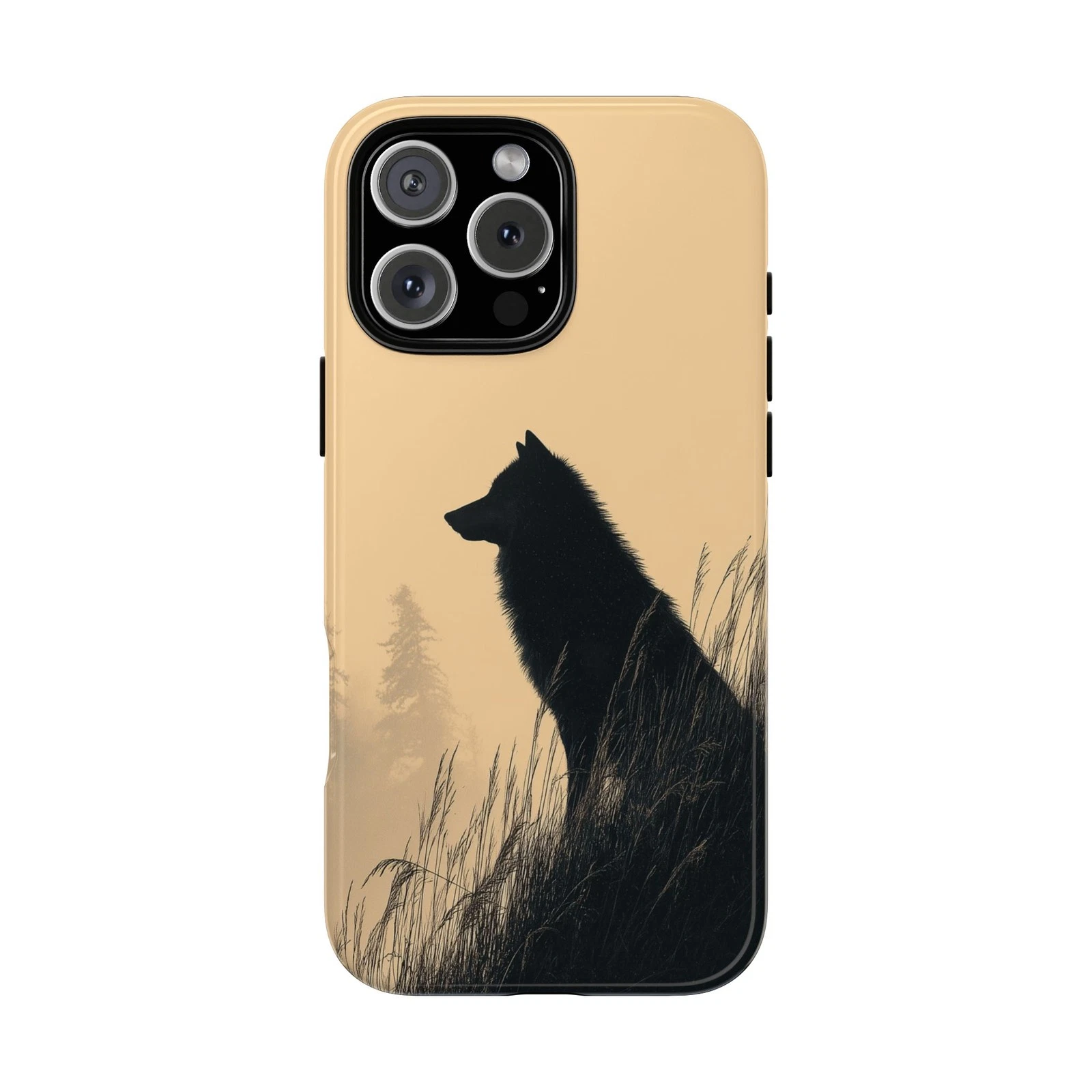 Lone Wolf Silhouette Cream Tone Case for iPhone 17 through 11 Pro Max ...