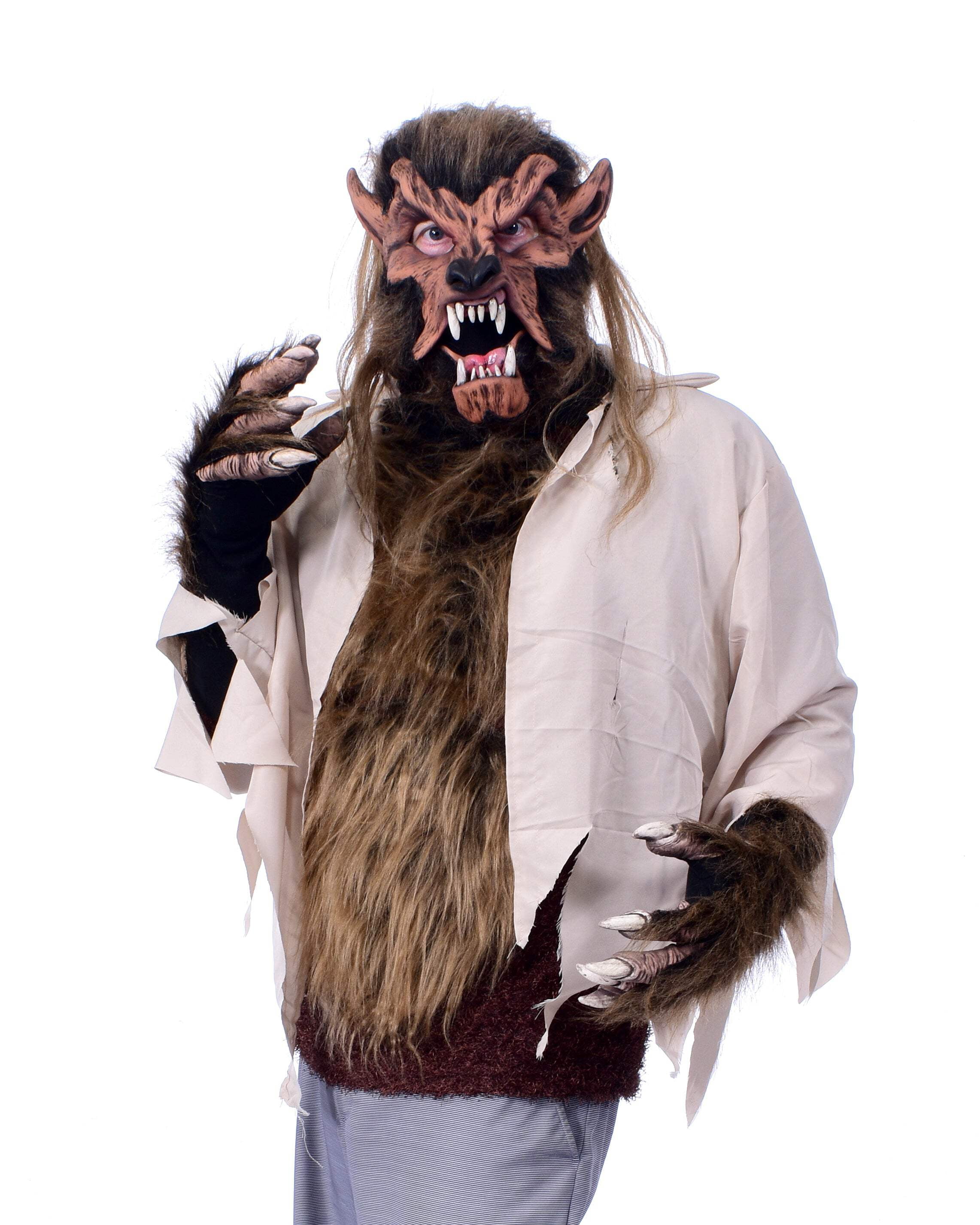 Lone Wolf Werewolf Costume Kit, Werewolf Mask, Gloves, Shirt and Feet ...