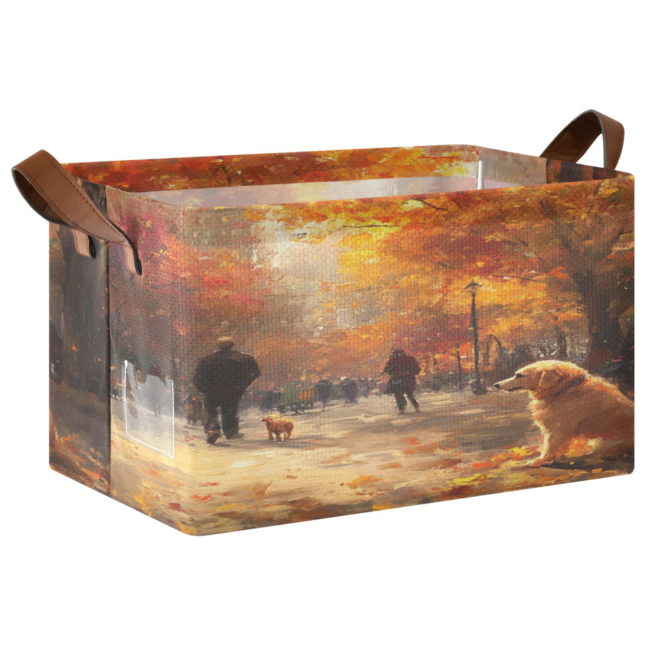 Lonely Golden Retriever Storage Basket Soccer Plaid Fabric Hoard Box ...