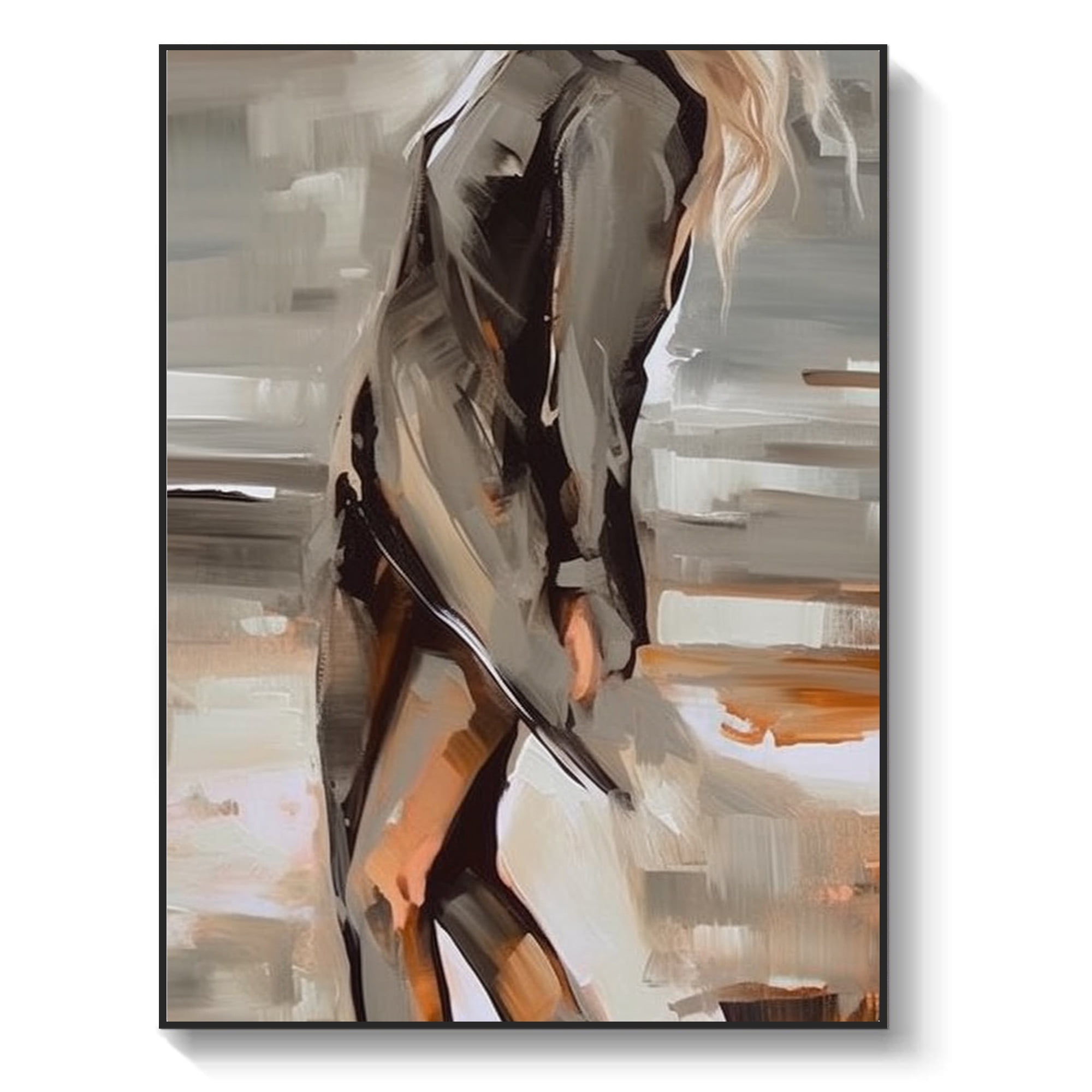 Lonely person, girl back, original oil painting art, female gift, room ...