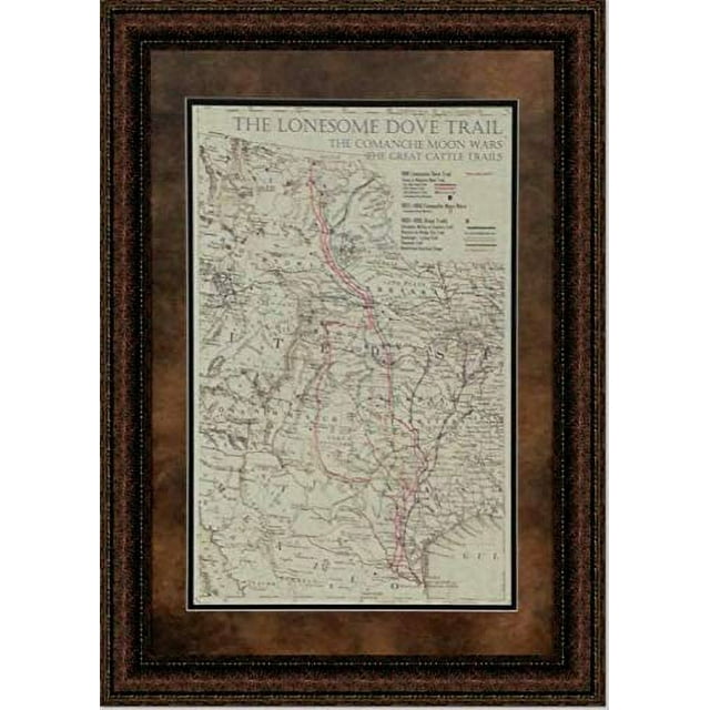 Lonesome Dove Trail Map | Framed Historic Texas Map in Double Mat | 29L ...