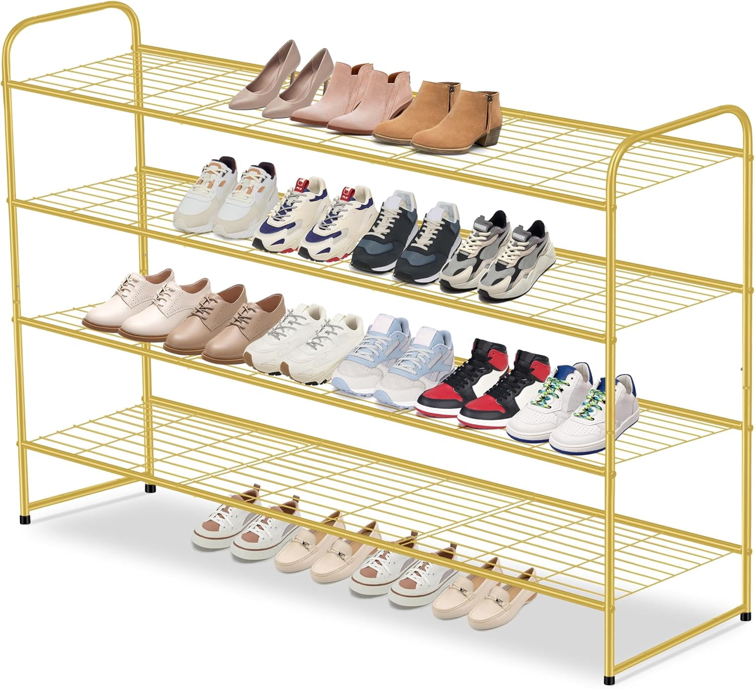 Long 3 Tier Metal Shoe Rack for Closet Wide Stackable Shoe Storage ...