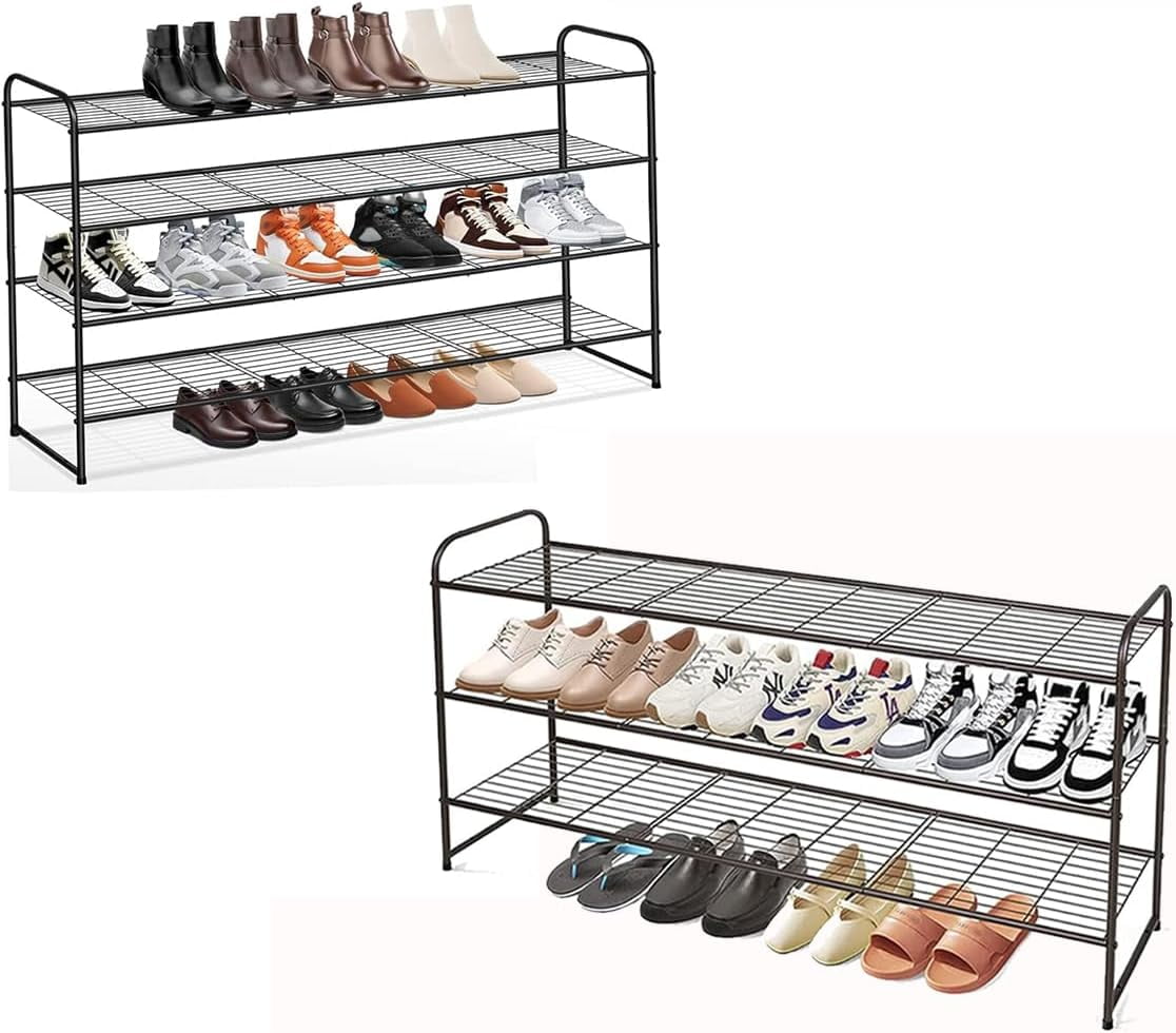 Long 3 Tier Shoe Rack and 4-Tier Long Shoe Rack for Closet Entryway ...
