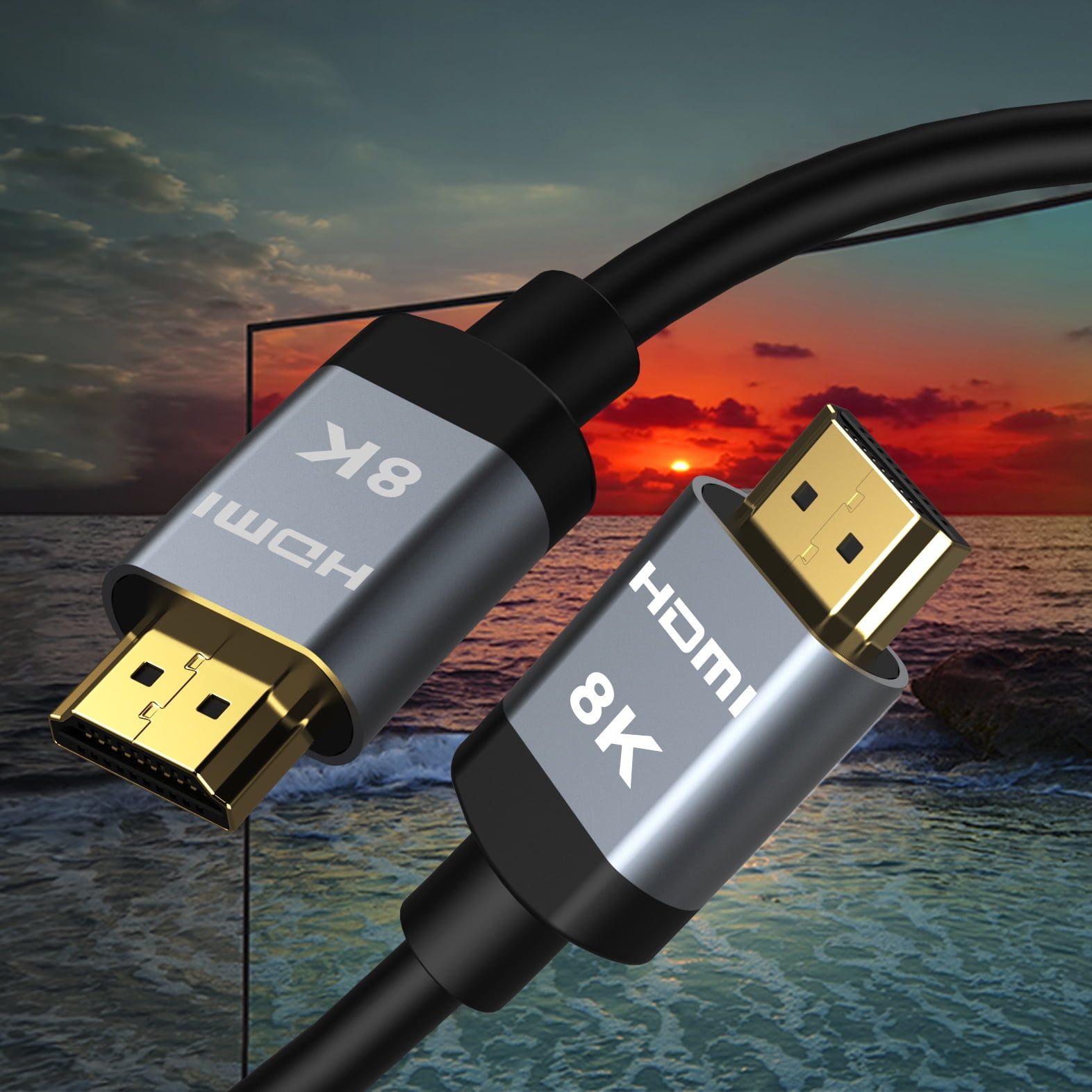 Long 8K HDMI 2.1 Cables, 48Gbps , High Speed Braided Cord-4K@120Hz 8K@60Hz, Compatible With Roku ...