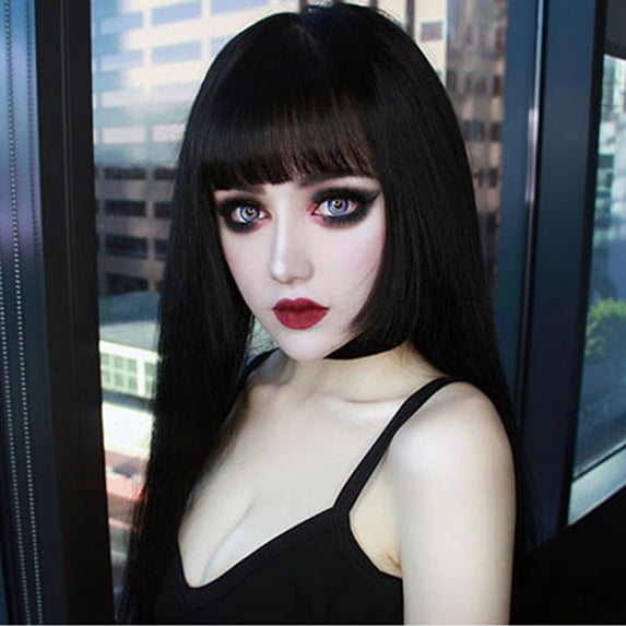 Long Air Bangs Princess Cut Full Hair Wigs for Women - Natural Look ...