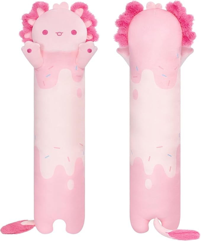 Long Axolotl Plush Pink Body Pillow, 20” Cute Axolotl Stuffed Animals ...