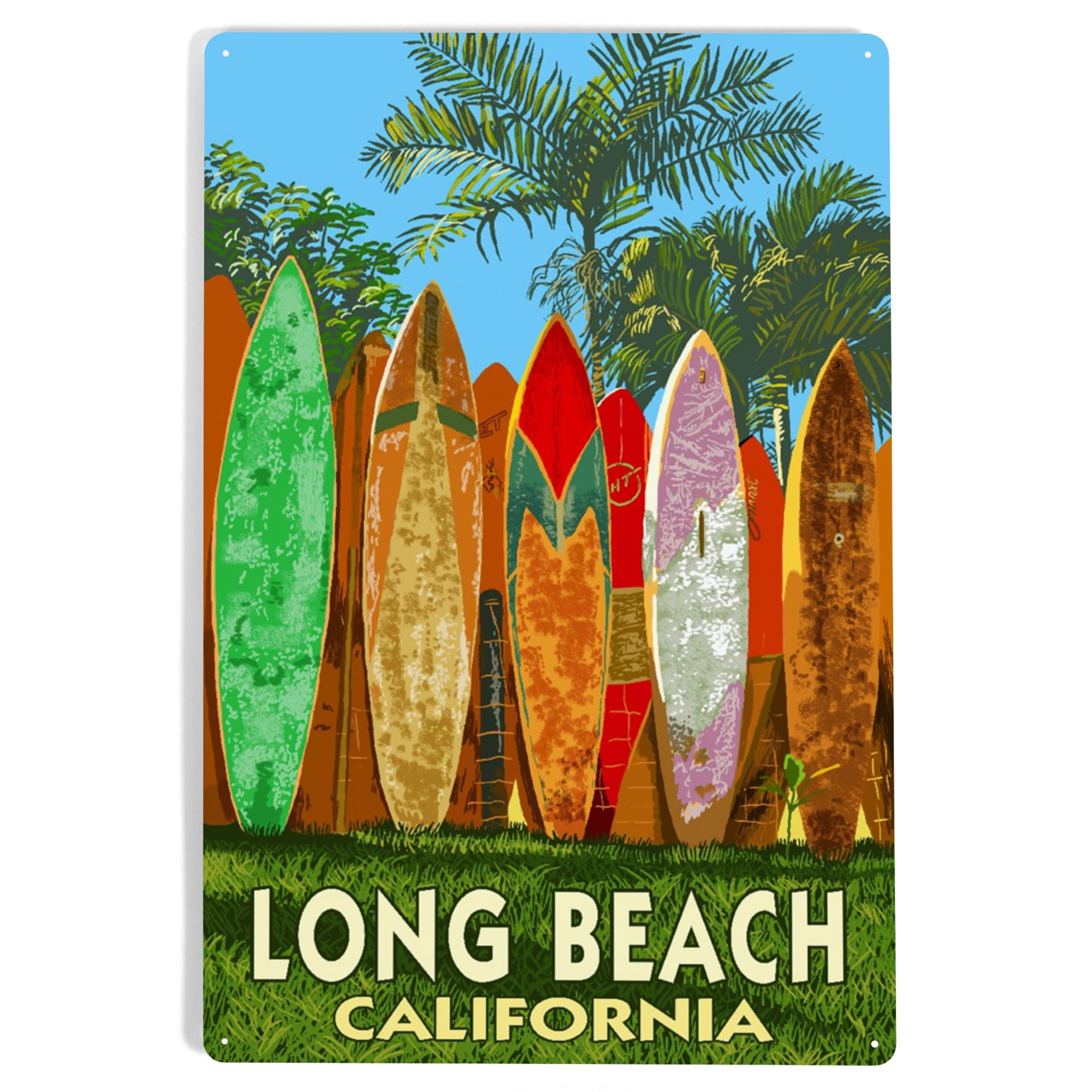 Long Beach, California, Surfboard Fence (12x18 Aluminum Art, Indoor ...