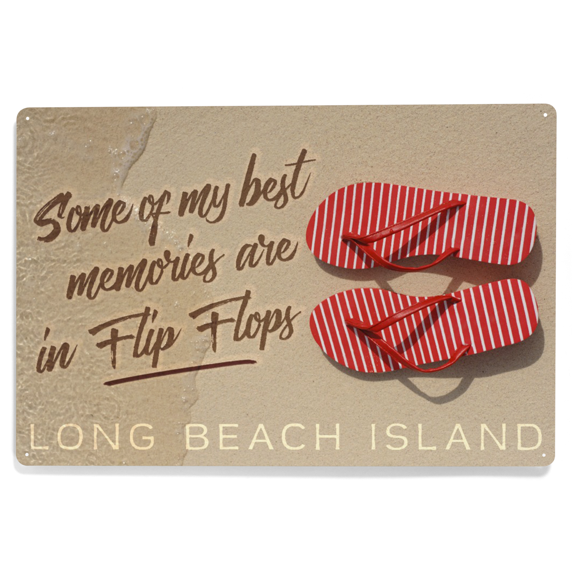 Long Beach Island, New Jersey, Best Memories in Flip Flops (12x18 ...