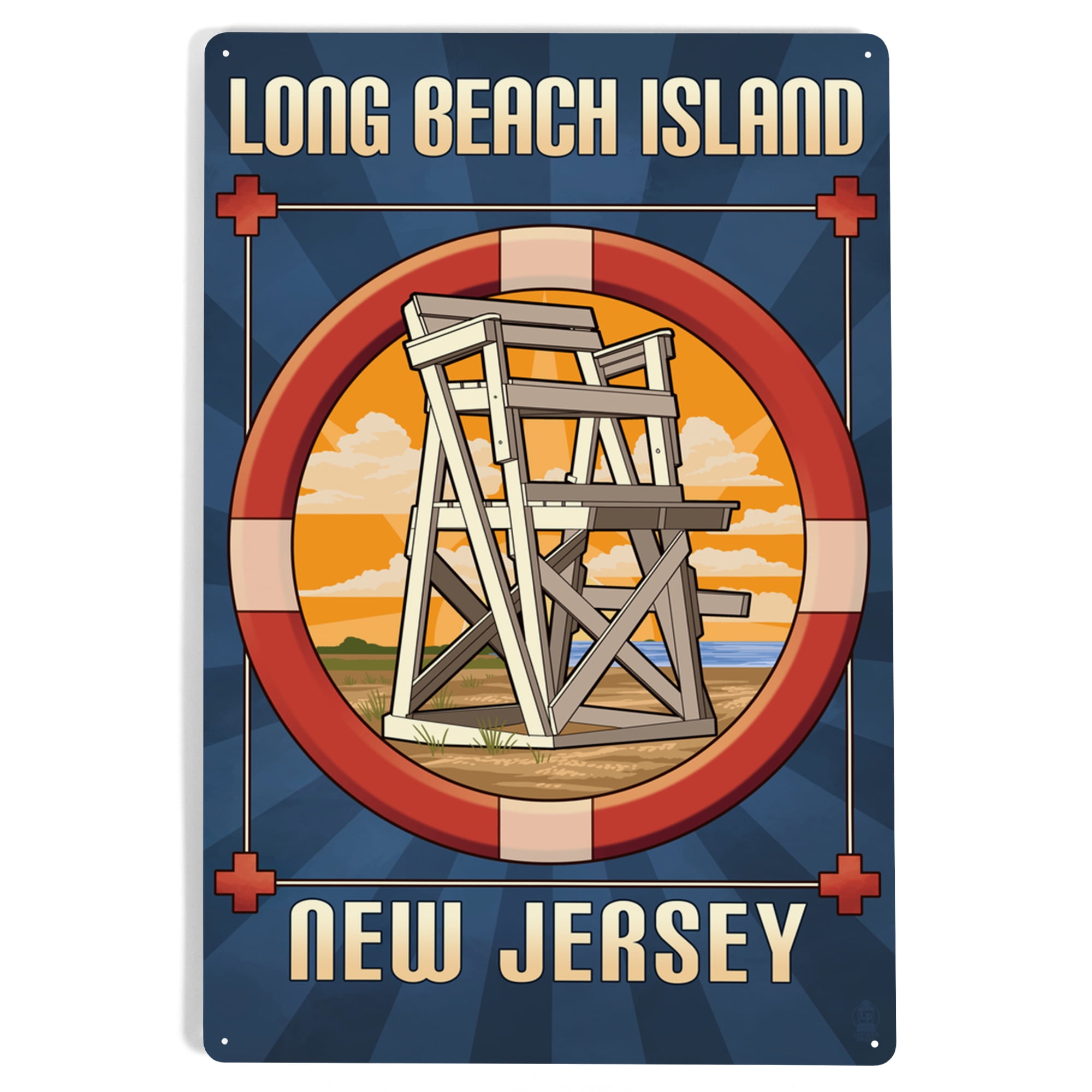 Long Beach Island, New Jersey, Lifeguard Chair (12x18 Aluminum Art ...