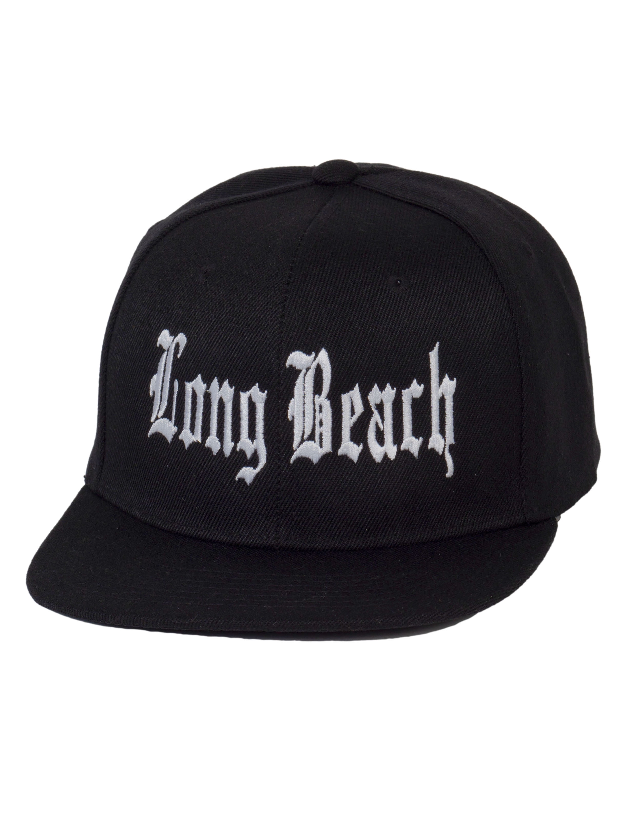 Long Beach Olde English Font Black Snapback Hat - Walmart.com