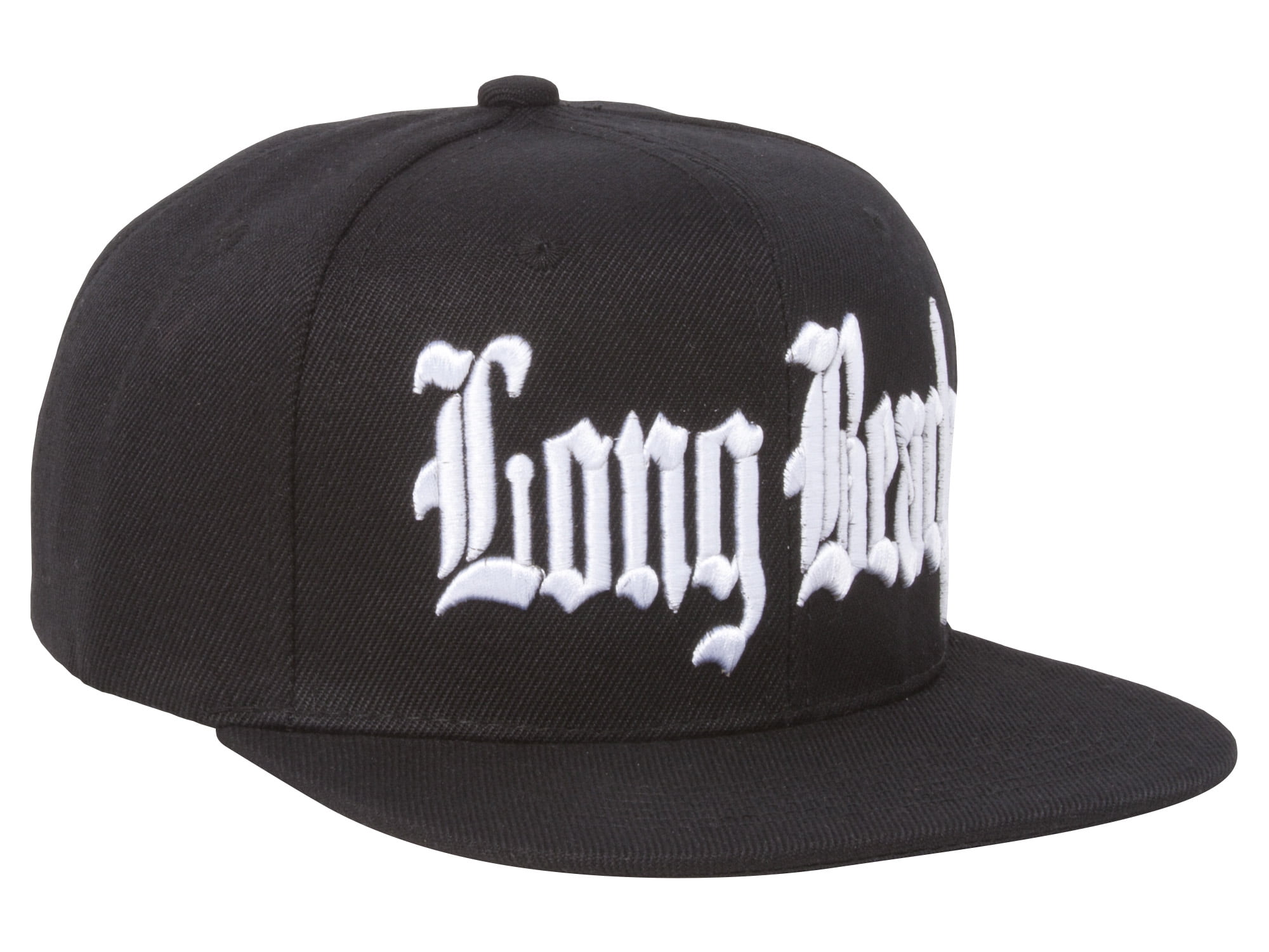 Long Beach Olde English Font Black Snapback Hat - Walmart.com