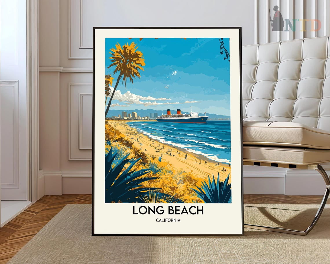 Long Beach Print, Long Beach Wall Art, Long Beach Poster, Long Beach ...
