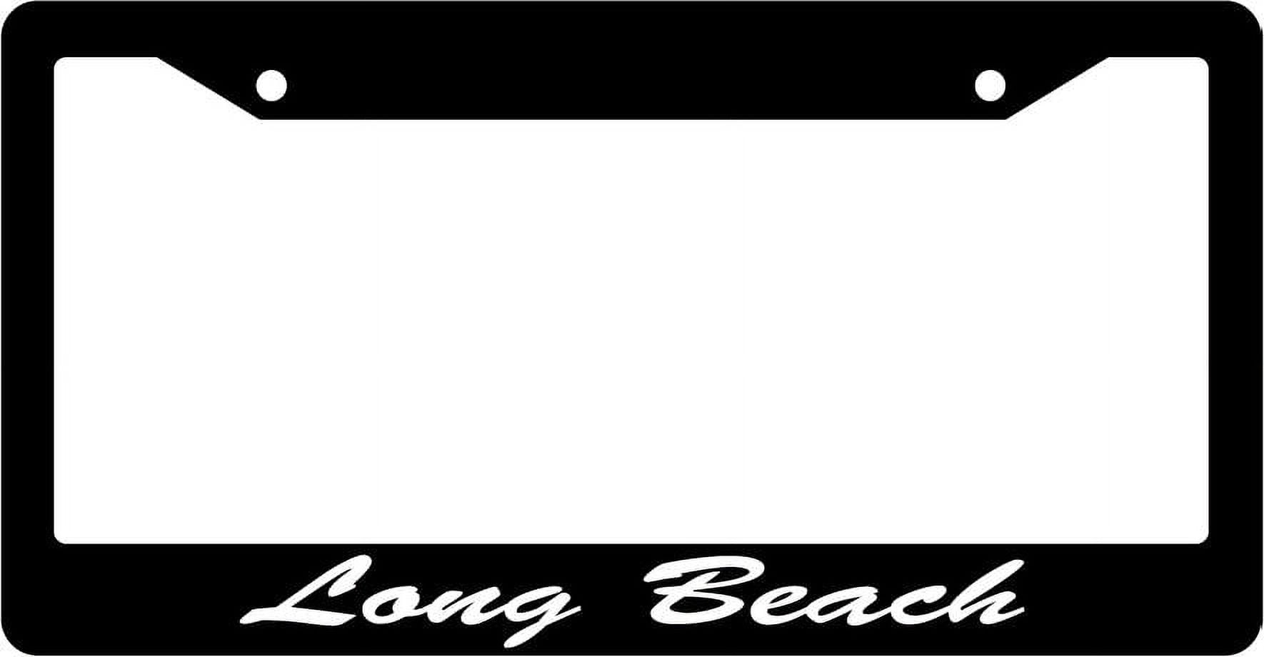 Long Beach Script Black Plastic License Plate Frame EBS - Walmart.com