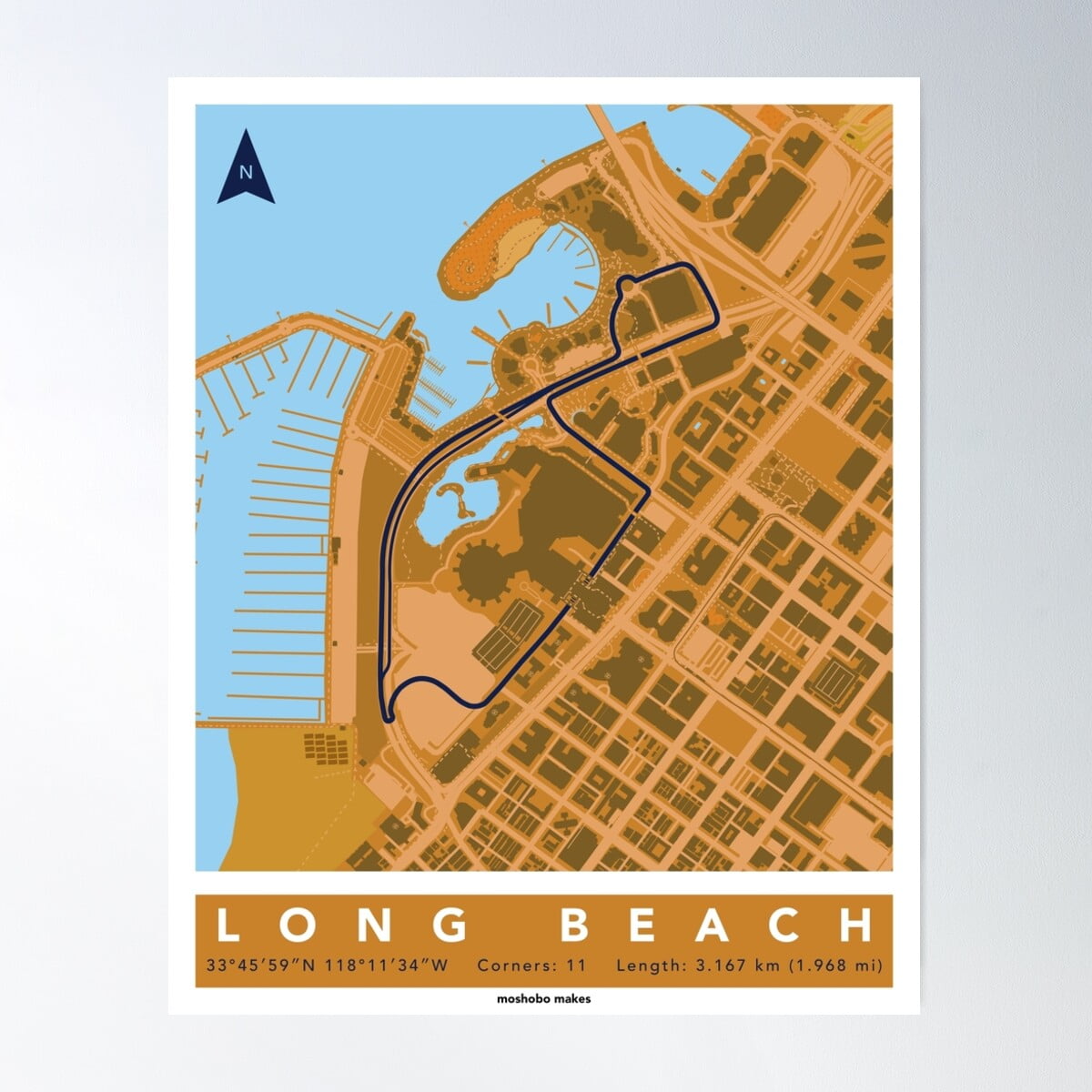 Long Beach | Track Map For Poster Wall Art | Imsa Poster Poster Wall ...