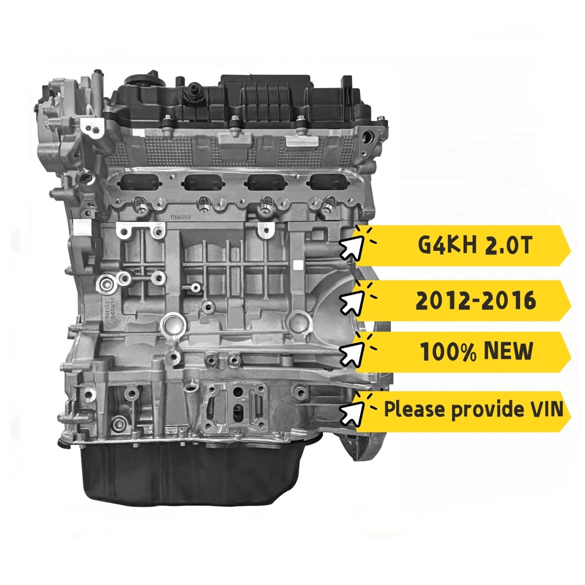 G4KH 2.0T Long Block Engine Assembly For 2012-2016 Hyundai Santa Fe Kia ...