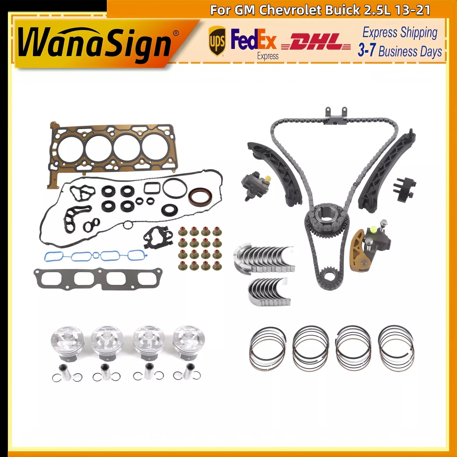 Engine Rebuild Kit Timing Chain VVT Piston Rod For 2013-2021 For GM For ...
