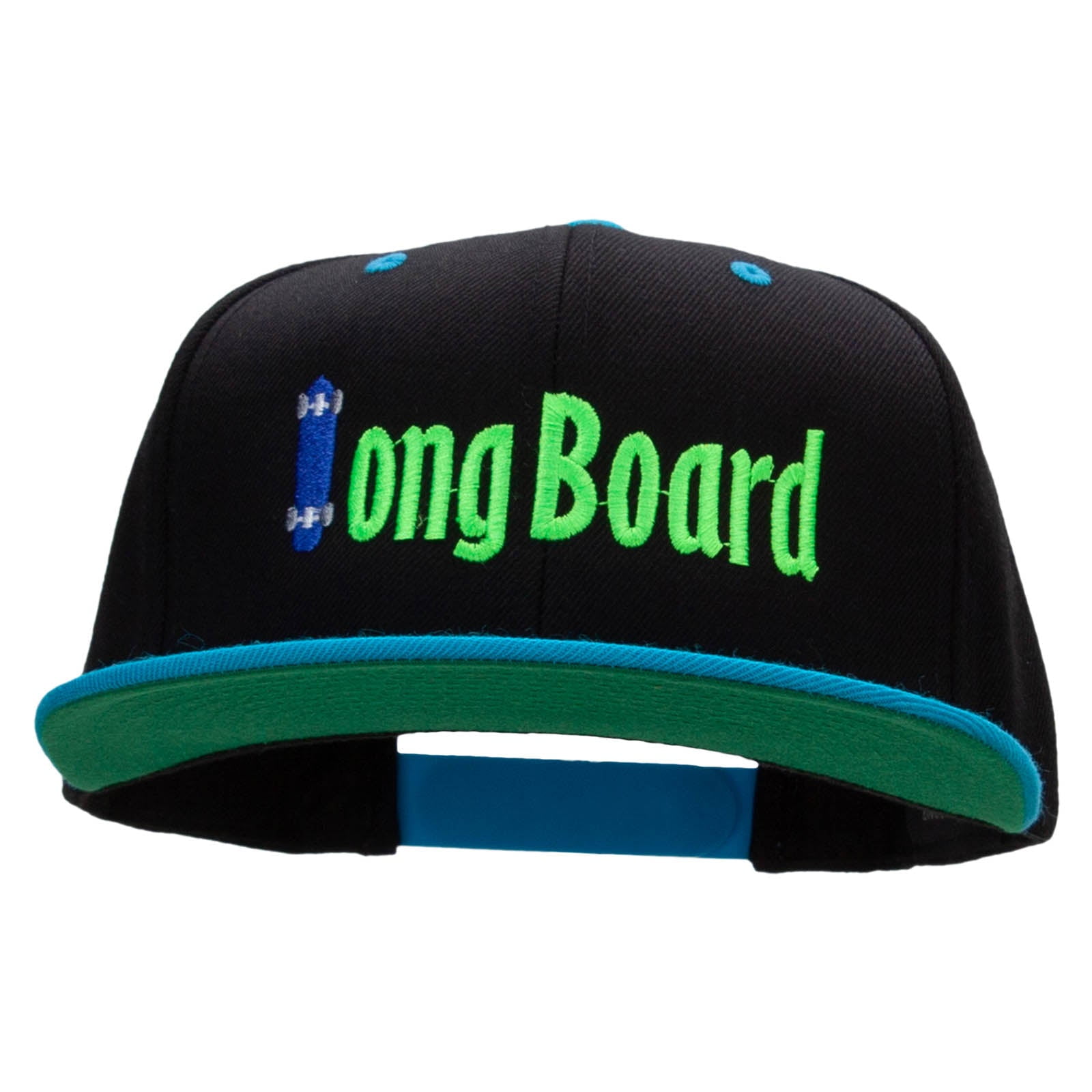 Long Board Riding Embroidered Wool Blend Classic Snapback - Black Teal ...