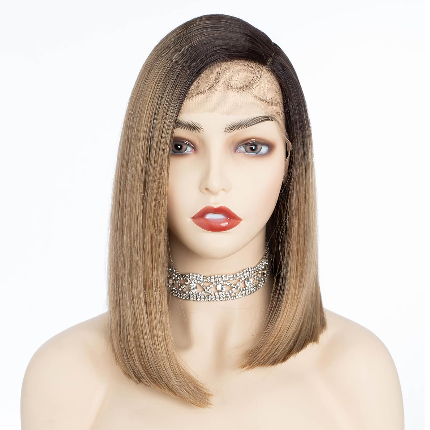 Long Bob Wig Side Part Lace Front Asymmetrical Wigs 13x4x0.5 Lace ...