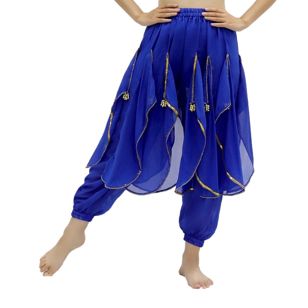 Long Chiffon Belly Dance Harem Pants Halloween Pants With Gold Trim ...