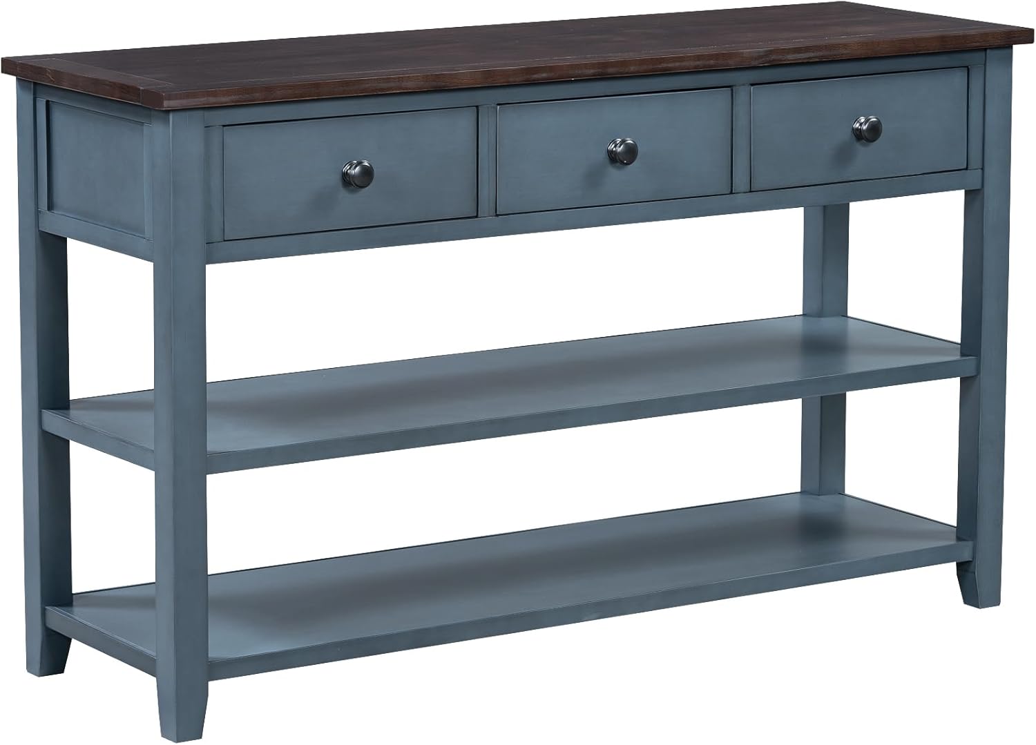 Long Console Table with 3 Storage Drawers and Double Bottom Open ...