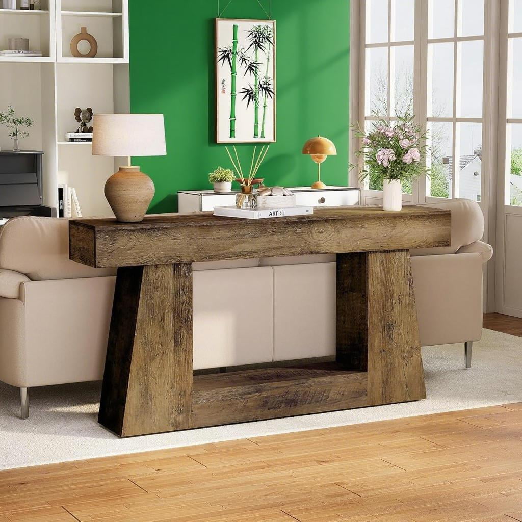Long Console Table - Slim Living Room Accent Table with Storage ...